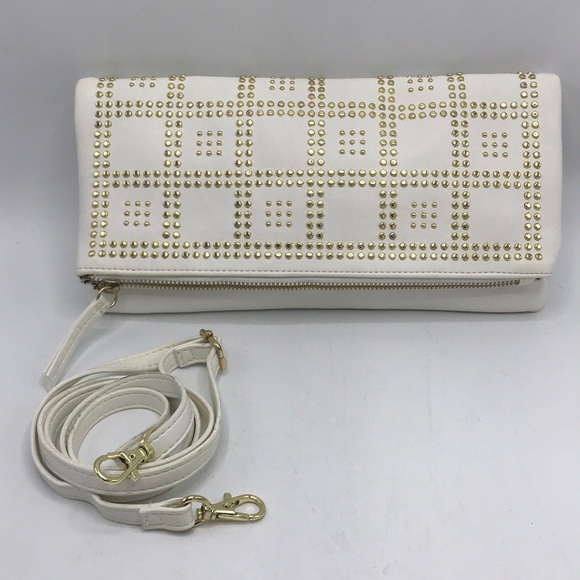 Max Edition | Bags | Max Edition White Studded Clutch Crossbody Bag ...
